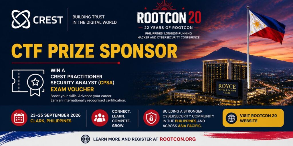ROOTCON 20 Philippines 2026 | CREST CTF Prize Sponsor & CPSA ...